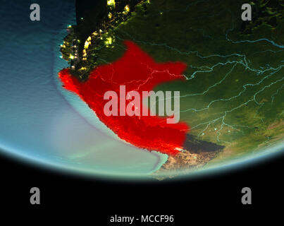 Peru from space with highly detailed surface textures and visible ...