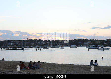 View across Gunnamatta Bay at sunset from Gunnamatta Park, Cronulla ...