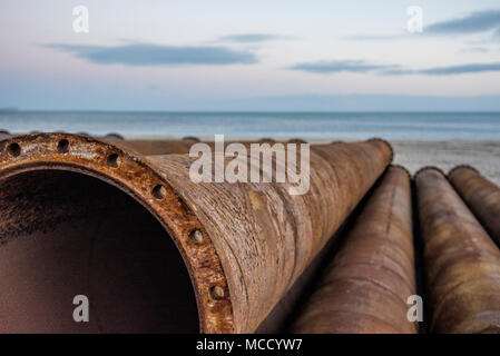 Water drainage pipes on beach at Torquay Hervey Bay Queensland ...