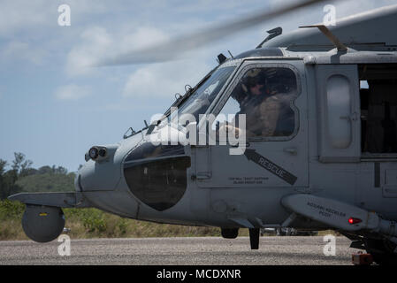 A helicopter expedient refuel system (HERS) fuel pump sits on a ...