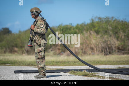 A helicopter expedient refuel system (HERS) fuel pump sits on a ...