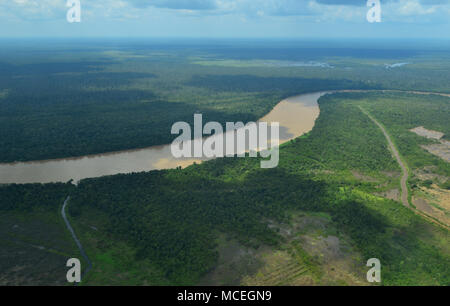 The view of the Barito river in Borneo from above Stock Photo - Alamy