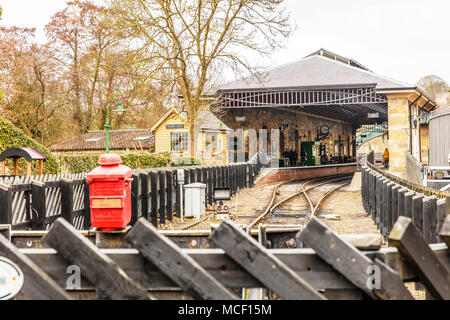 Pickering rail station railway line train tracks platform North ...
