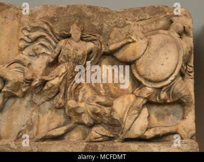 Mausoleum of Halicarnassus. 4th century BC. Detail. Amazonomachy ...