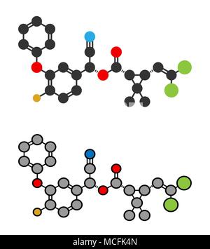 Cyfluthrin insecticide molecule. Skeletal formula Stock Vector Image ...