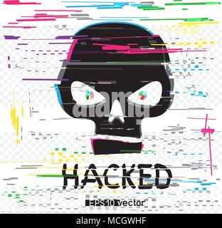 glitch hacker skull with text Stock Vector Image & Art - Alamy