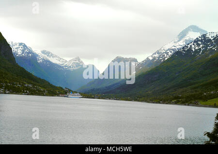 Landscapes of Norway with its mountains and green fields Stock Photo ...