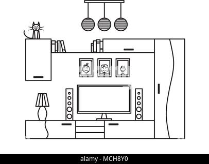 Modern design living room interior with beautiful view . 3D rendering ...