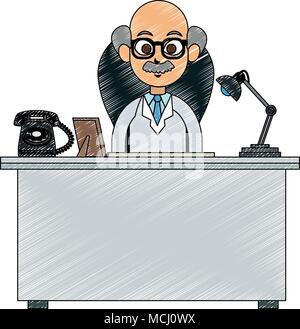 Doctor seated at office scribble Stock Vector Image & Art - Alamy