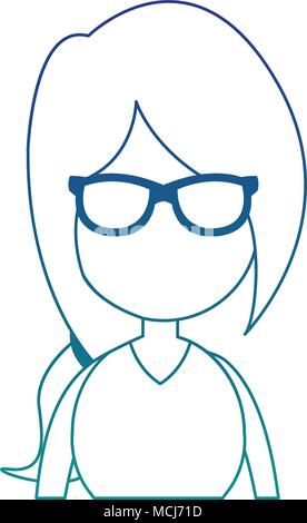 Young faceless woman profile blue lines Stock Vector Image & Art - Alamy