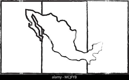 sketch of map of mexico icon over white background, vector illustration ...