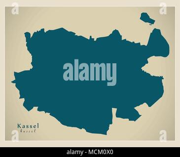 Modern City Map - Kassel city of Germany with boroughs and titles DE ...