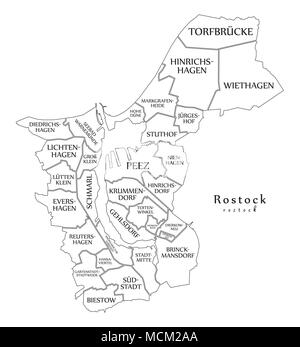 Modern City Map - Rostock city of Germany with boroughs and titles DE Stock Vector Image & Art ...