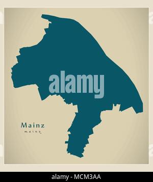 Modern City Map - Mainz city of Germany with boroughs and titles DE outline map Stock Vector ...