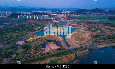Aerial view of Suncheon bay international garden in Suncheon city of ...
