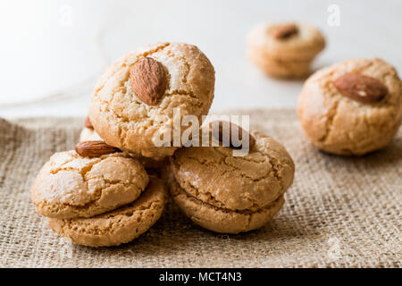 Turkish Almond Cookies on Sack / Acibadem Kurabiyesi. Bakery Concept ...