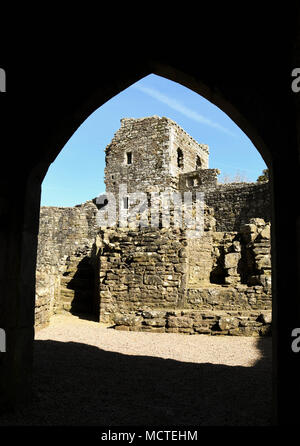 Wall of a Gatehouse of a Norman castle in the UK during the summer of ...