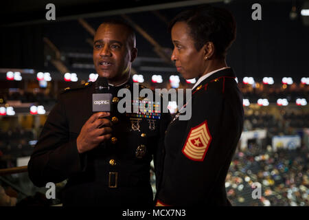CHARLOTTE, NC - Sgt. Maj. Robin Fortner speaks with U.S. Army Col ...