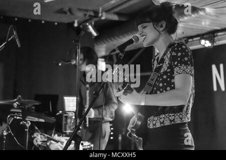 The Dutch-German pop duo Nosoyo with singer Donata Kramarz and drummer ...