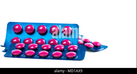 Pile of muscle relaxant, pain relief tablet pills isolated on white ...