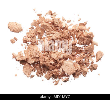 Crushed texture of light beige eye shadow isolated on white background ...