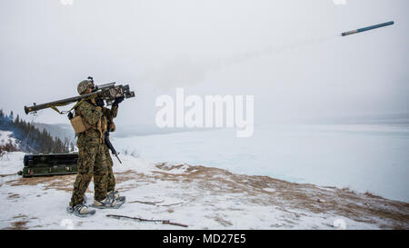 U.S. Marine fires a stinger simulator from a Stinger Trainer Launch ...