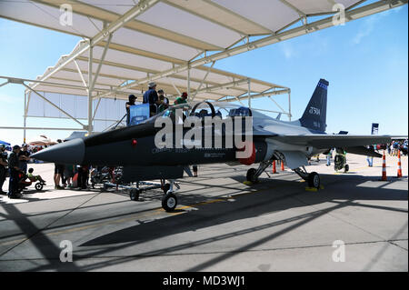 Visitors crowd around a Lockheed Martin T-50 during Luke Days 2018 at ...