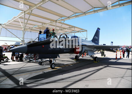 Visitors crowd around a Lockheed Martin T-50 during Luke Days 2018 at ...