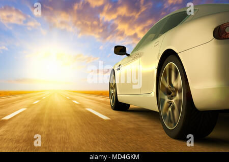 3D illustration Low angle view of skyscrapers. Skyscrapers at sunset ...