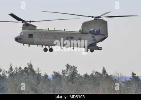 GRAFENWOEHR, Germany-- On a cold and windy afternoon, a CH-47 Chinook ...