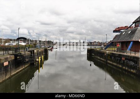 Preston Docks, Lancashire, UK. 24th March 2018. View of the old ...