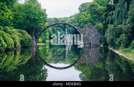 Rakotzbrücke (Devil's bridge), spring, Kromlau, Germany Stock Photo - Alamy