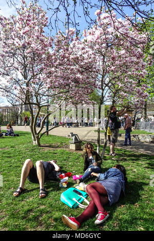 Spring view in Letna Park, Prague, Czech Republic. Spring in Prague ...