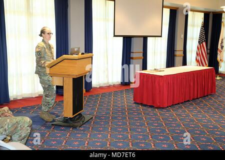 Col. Michelle Link, commander of the 372nd Engineer Brigade, addresses ...