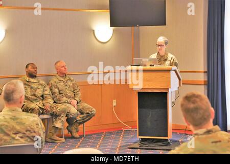 Col. Michelle Link, commander of the 372nd Engineer Brigade, addresses ...