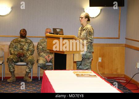Col. Michelle Link, commander of the 372nd Engineer Brigade, addresses ...