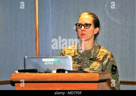 Col. Michelle Link, commander of the 372nd Engineer Brigade, addresses ...