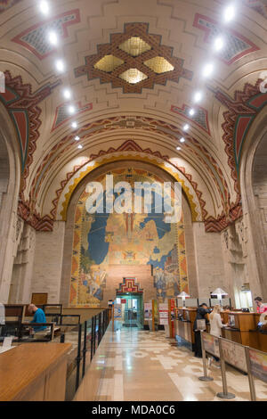 Banking hall in the Guardian Building, Detroit. Due to the magnificent ...