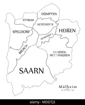 Modern City Map - Mulheim city of Germany with boroughs and titles DE Stock Vector Image & Art ...