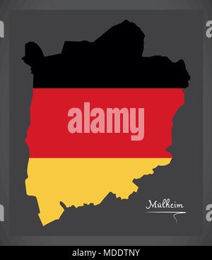 Modern City Map - Mulheim city of Germany with boroughs and titles DE outline map Stock Vector ...