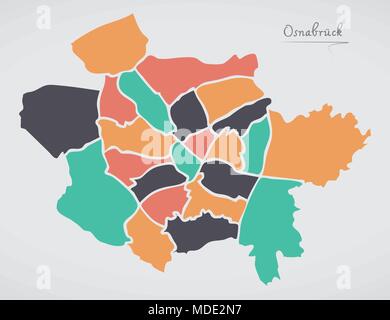 Modern City Map - Osnabruck city of Germany with boroughs and titles DE ...