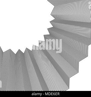 Element with crinkle, creased lines. Abstract monochrome illustration ...