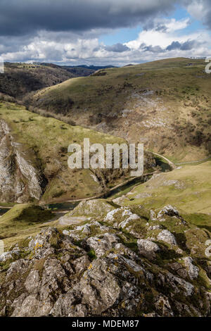 View from the top of Thorpe Cloud at Dovedale in the Peak District ...
