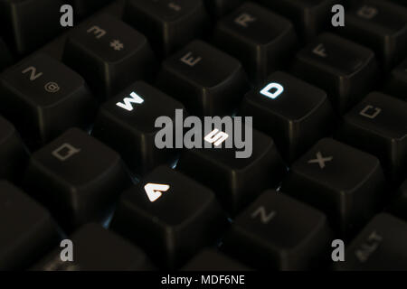 WASD keys on gaming keyboard close up, backlit keys Stock Photo - Alamy