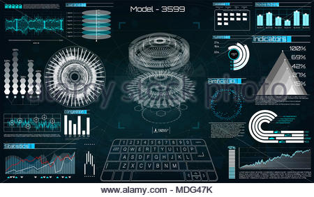 Set of futuristic user interface elements for dashboard or control ...