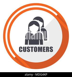 Customers flat design orange round vector icon in eps 10 Stock Vector ...
