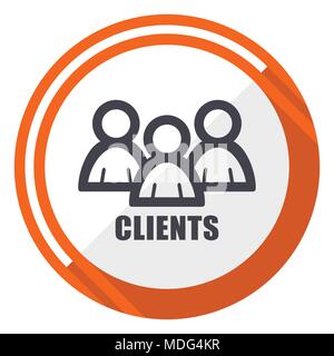 Customers flat design orange round vector icon in eps 10 Stock Vector ...