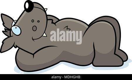 A cartoon illustration of a wolf laying down and resting Stock Vector ...