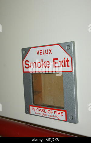 Fire safety Fire extinguisher fire alarm and fire exit signs on a Stock ...