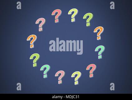 question marks in a circle 3d illustration Stock Photo - Alamy